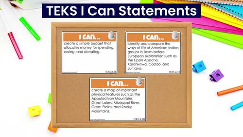 3-5 Grade Social Studies TEKS I Can Statements Bundle ⭐ Editable Google ...