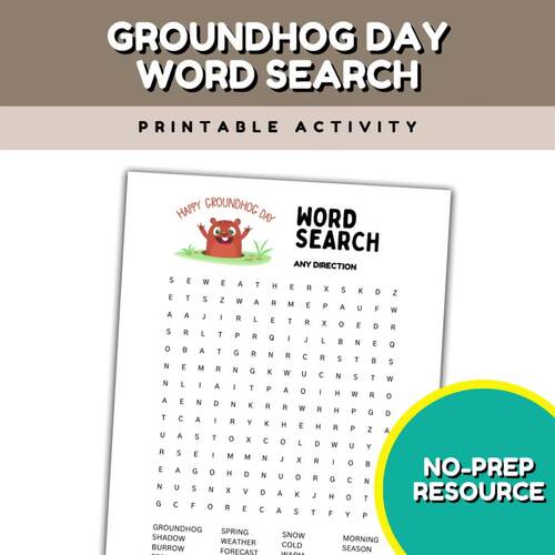 Groundhog Day Word Search, Vocabulary & Spelling Practice Groundhog Day