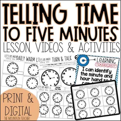 Telling Time to the 5 Minute Worksheets | 2nd or 3rd Grade Activities