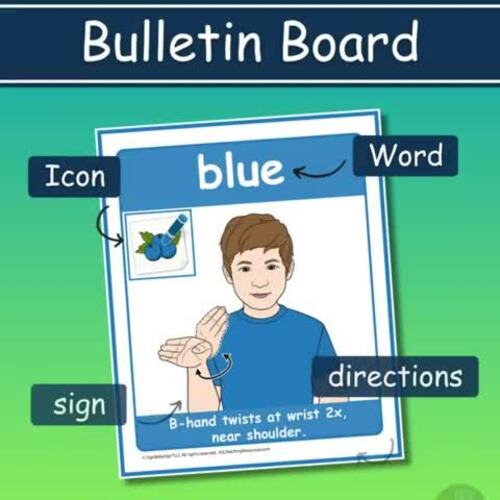Colors Posters Classroom Visual Word Wall Sign Language Bulletin Board ...