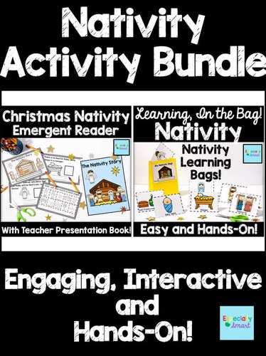 Nativity Story Emergent Reader Booklet and Religious Nativity Craft Bundle
