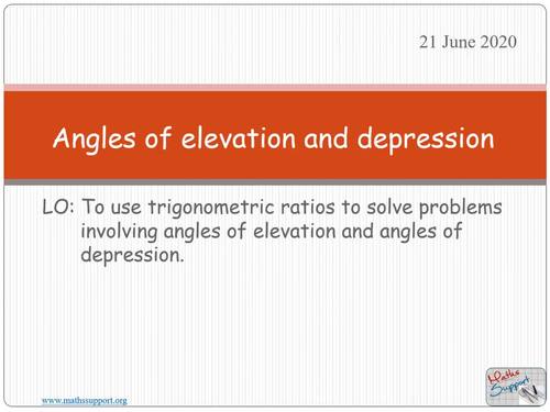 Applications of right-angled trigonometry: Angles of elevation and ...