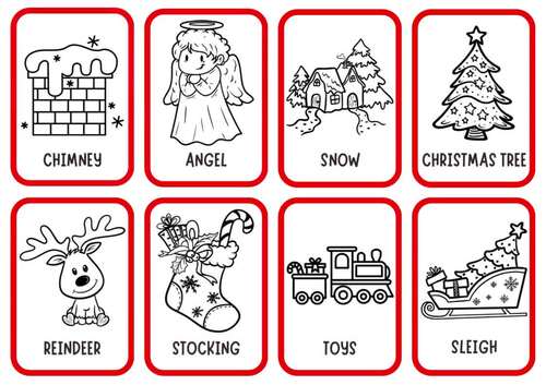 Christmas Coloring Flashcards | 48 Cards by The Digivita | TPT