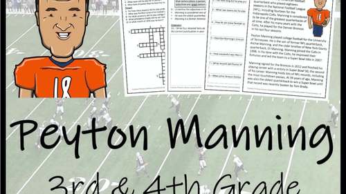 Peyton Manning Close Reading Comprehension Activity | 3rd Grade & 4th Grade