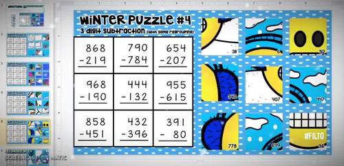 Winter Math Digital Activity 3 Digit Addition and Subtraction by Kate's ...