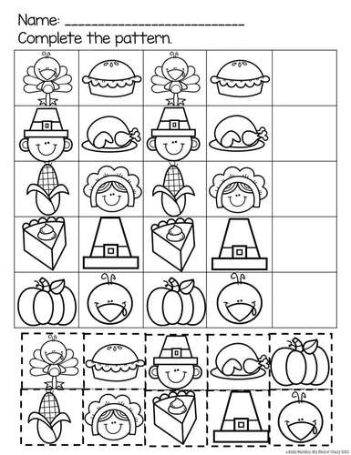 Thanksgiving Patterns AB ABB Printable | Special Ed by My Kind of Crazy