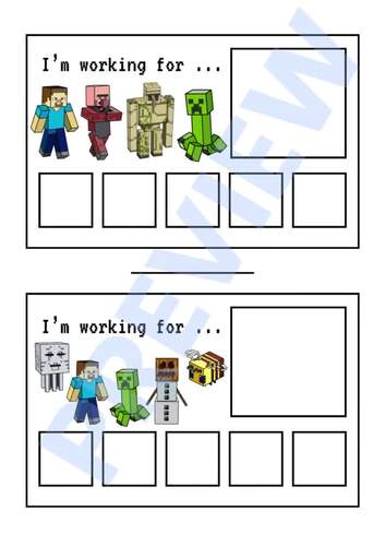 Token Board "I am working for" | Minecraft Theme Positive Behavior ...