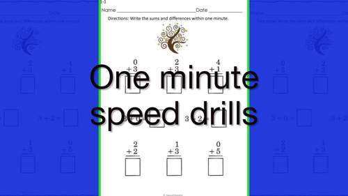 Addition and Subtraction Fact Fluency Speed Drill Practice Quizzes Set 1