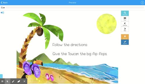 Following Directions Size Concepts Beach and Summer Theme BOOM Cards™
