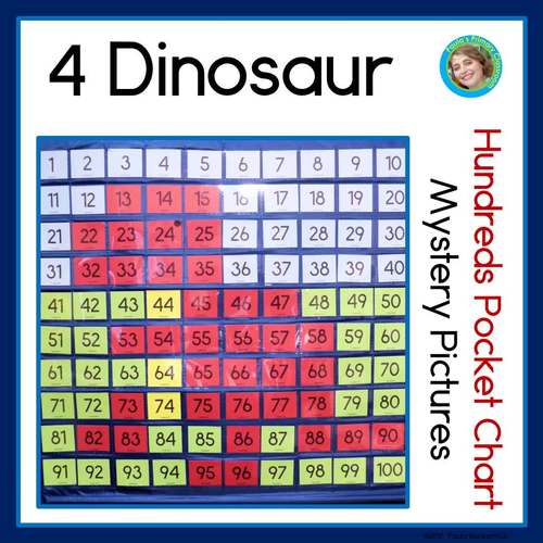 Dinosaur 100 Chart Mystery Pictures for Hundreds Pocket Charts Math Centers