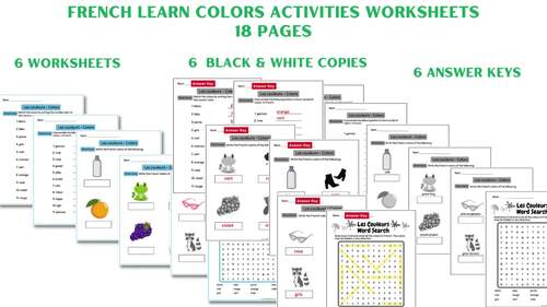 French Color Worksheet Pack Les Couleurs Activity Printables with ...