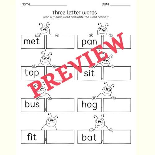 Activities for Children CUT and READ -LETTER WORD - READ and MATCH ...