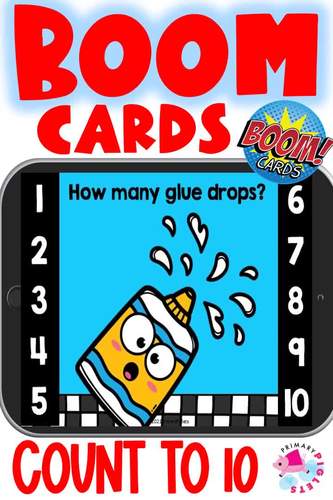 COUNTING TO 10 MATH BOOM CARDS - BACK TO SCHOOL by Primary Piglets