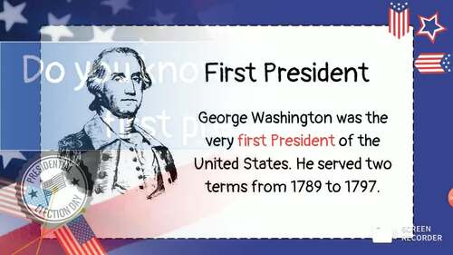 Presidents day PowerPoint slide lesson quiz game for 1st 2nd 3rd 4-6th