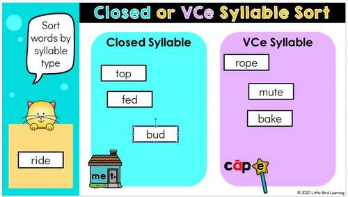 Digital Syllable Sorts Interactive Syllable Sorting Activity for Google ...