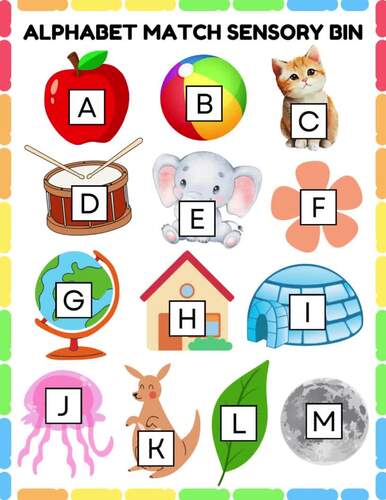 Alphabet Sensory Bin Activity | Letter Matching Printable | Preschool