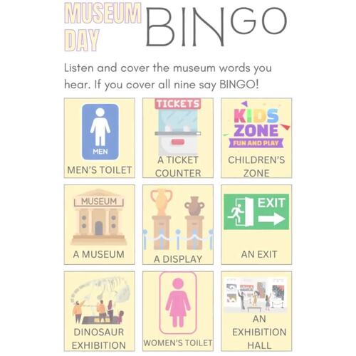 Bingo at the Museum Groupwork Game Engaging Activity ESL Vocabulary ...