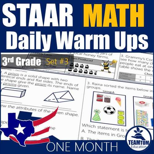 STAAR Math Daily Warm Ups Grade 3 Set #3 by Team Tom | TPT
