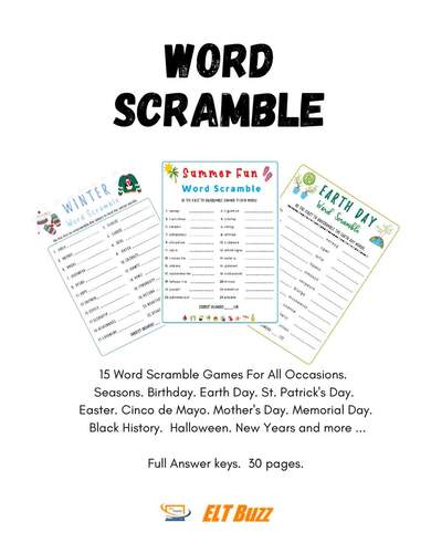 Word Scramble Games. Vocabulary. Holidays. ELA. ESL. Activity. | TPT