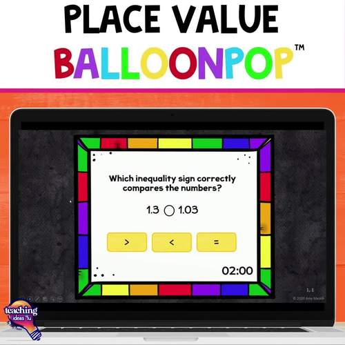 5th Grade Place Value Digital Math Review Games BalloonPop™ | TpT