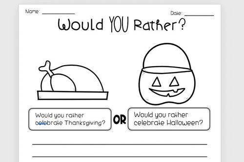 5 Days of Opinion Writing - Would You Rather, FALL by A Sprinkle of Color