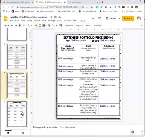 Digital | Writing Skills Mini-Lesson Journals for September | TpT