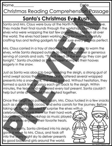 5 Christmas Reading Passages with Comprehension Questions | 4th, 5th ...