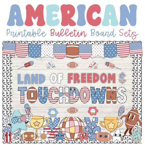 4th of July Bulletin Board | Patriotic Football Theme | Summer Door ...