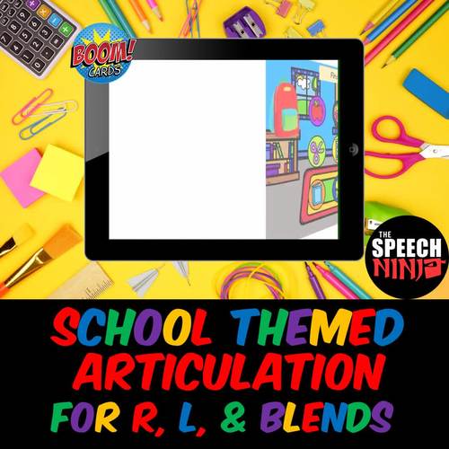 School Themed Articulation Boom Cards for R, L, and R/L Blends | TPT