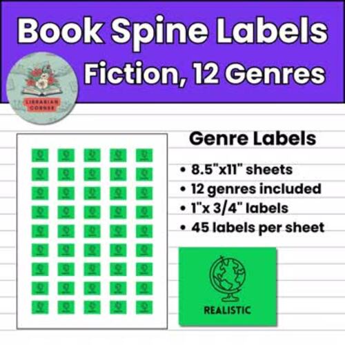 Library Book Spine Labels Fiction Genre Stickers Genrefy Genrefication