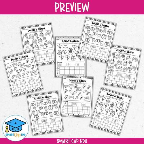 Valentine’s Day Count and Graph Worksheets | Kindergarten Math by Smart ...