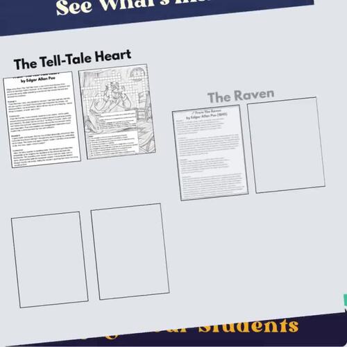 Edgar Allan Poe Puzzle Bundle The Raven, Tell-Tale Heart & House of Usher