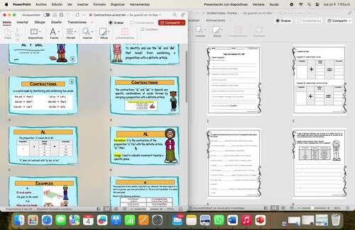 Contractions "al" and "del" in Spanish-editable ppt-slides, guided ...