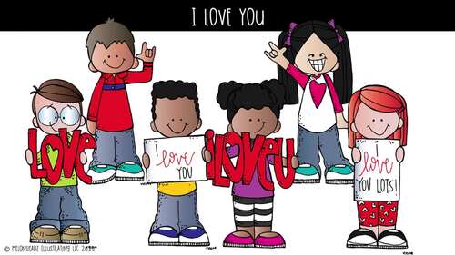 I love you clip art, Valentine's Day clip art Mini by Melonheadz Clipart
