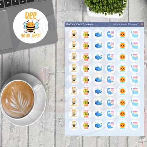 Motivational Stickers, Digital Teacher Merit Stickers, 2.5cm Round Stickers