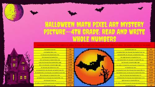 Halloween: Mystery Pic-4th Grade Math: Place Value-Read & Write Whole ...