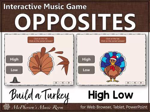 Thanksgiving Music High and Low Interactive Music Game {Build a Turkey}