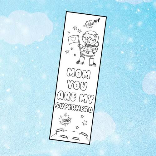 Mothers Day Craft Bookmark - Black and white Printable Bookmarks for Mom