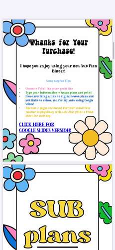 Editable Substitute Binder and Lesson Plan Template with Retro Theme