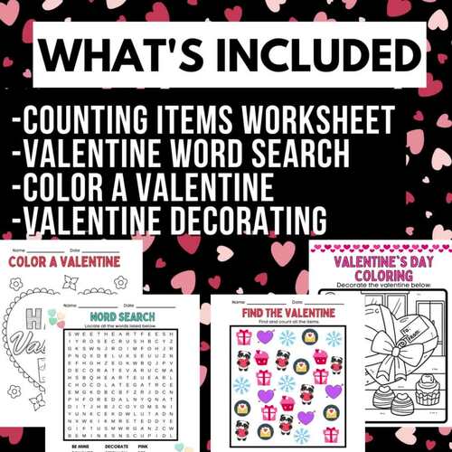 Valentine’s Day Fun Activities Packet → No Prep / Printable Worksheets