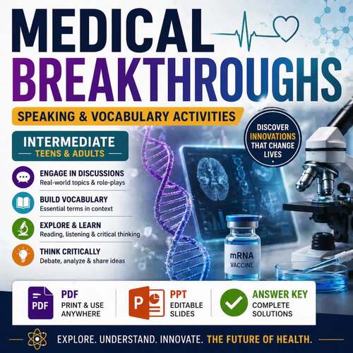 Medical Breakthroughs ESL Lesson | Healthcare, Innovation, Vaccines ...