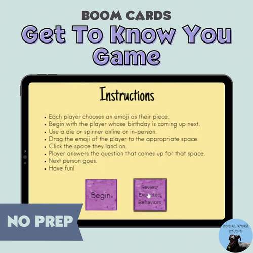 Get to Know You Game -- Boom Cards by Social Work Studio | TPT