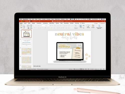 Editable Daily Slides with Timers | Neutral Asesthetic by Hey It's Miss H