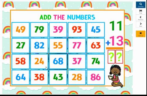 Summer Math 2 Digit Plus 2 Digit Addition without Regrouping Boom Cards