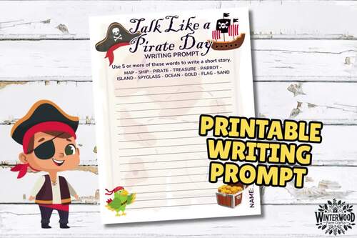 Talk Like a Pirate Day Writing Prompt (9/19) | September 19 Holiday ...