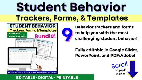 Behavior Tracker Log Self Monitoring Checklists Students Self ...