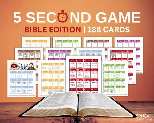 Bible 5 Second Game, 188 Christian Game Cards, Name 3 Bible Quick Answers