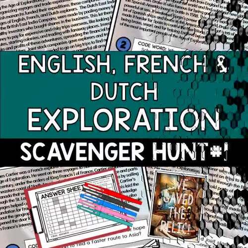 English, French, and Dutch Explorers Reading Comprehension Scavenger Hunt