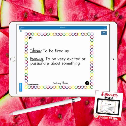 Summer Idioms Boom Cards by Speech Friend | TPT