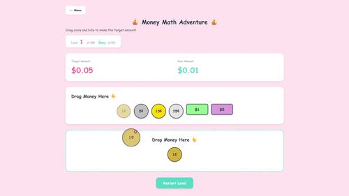 Money Math Interactive Game by Mountain Movers 1720 | TPT